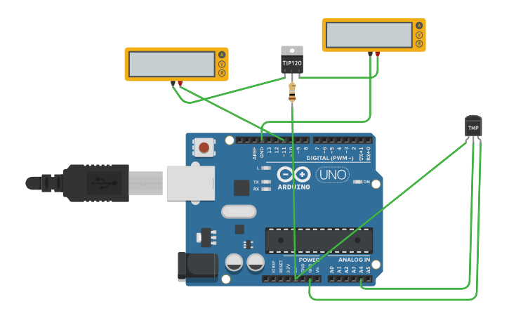 Circuit design controlled Heater - Tinkercad