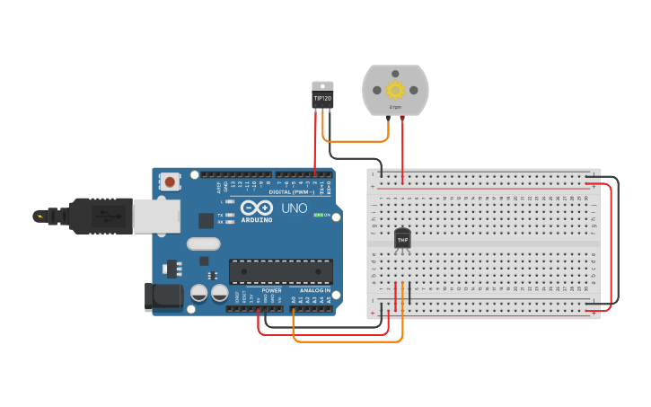 Circuit Design Temperature Controlled Fan Tinkercad