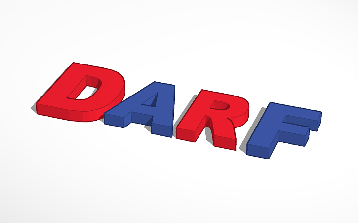 3D design DARF letters - Tinkercad