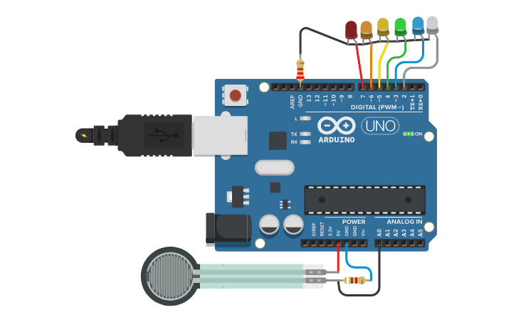 Circuit design Force Sensor - Tinkercad
