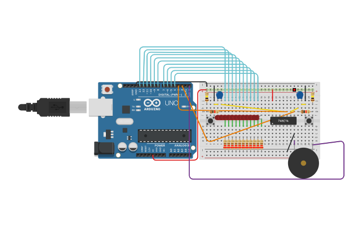 Circuit Design Эксперимент 20 Перетягивание каната Tinkercad