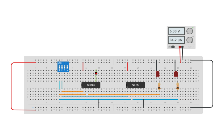 Circuit design Half Adder Using Logic Gates - Tinkercad
