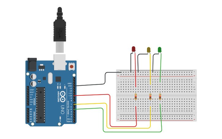 Circuit design semaforo en arduino - Tinkercad