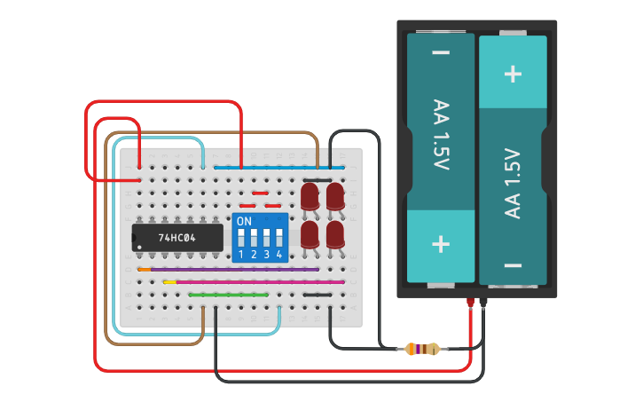Circuit design 74HC04 - Tinkercad
