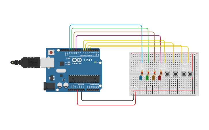 Circuit design Washing machine simulation - Tinkercad