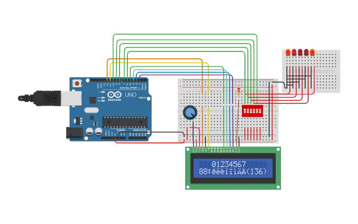 Circuit design LCD character map - Tinkercad
