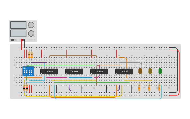 Circuit design 2 bits - Tinkercad