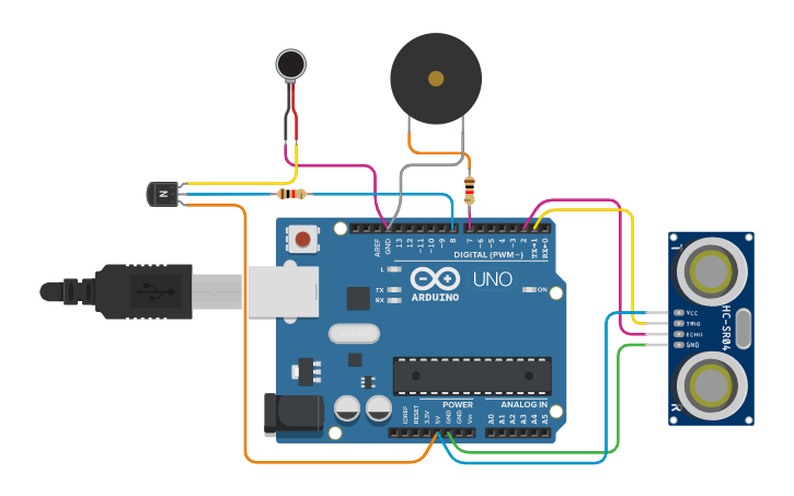 Circuit design Smart Stick For Blind People - Tinkercad