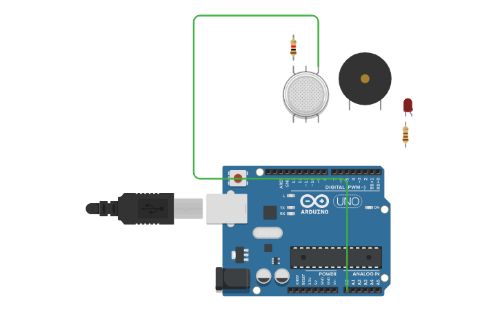 Circuit design Gas sensor | Tinkercad