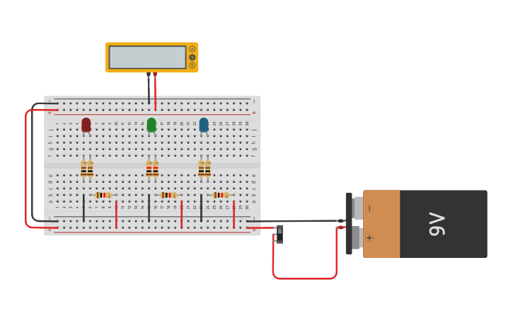 Circuit design RGB LED Breadboard Circuit - Tinkercad