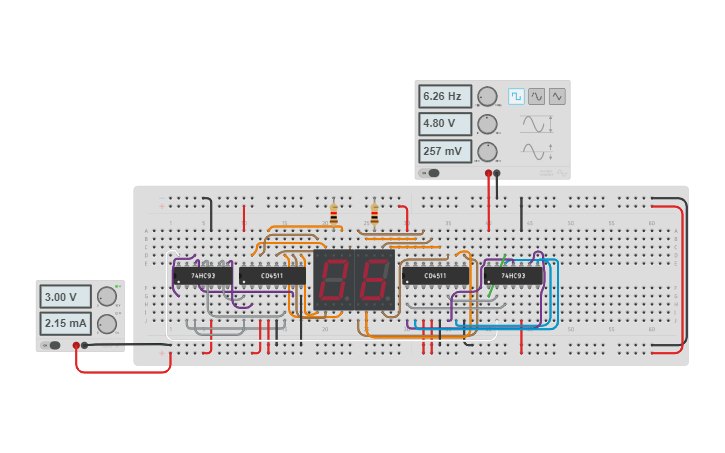 Circuit design Contador de 0-99 en Display cátodo común - Tinkercad Circuit design Contador de 0-99 en Display cátodo común - Tinkercad