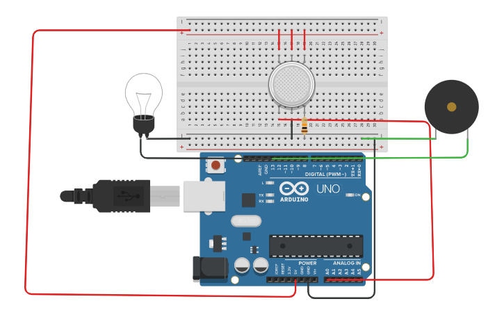 Circuit design Gas sensor - Tinkercad
