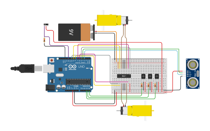 Circuit design Robot Sumo Fátima Herrero - Tinkercad