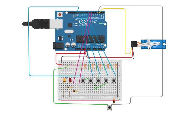 Circuit design Copy of Servomoteur + potentiomètre - Tinkercad