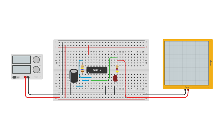 Circuit design Schmitt-Trigger Oscillator - Tinkercad