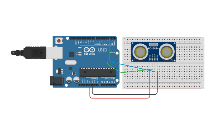 Circuit design Sensor Ultra Sonido - Tinkercad