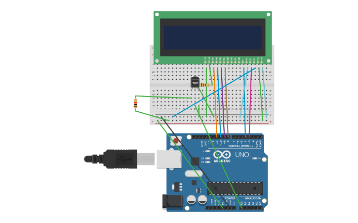 Circuit design Комнатный термометр - Tinkercad