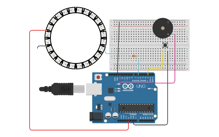 Circuit design Led Game - Tinkercad