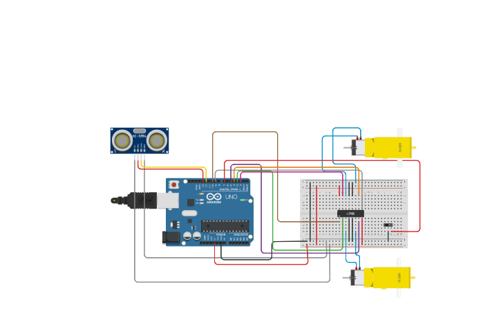 Circuit Design Obstacle Avoidance Robot Tinkercad