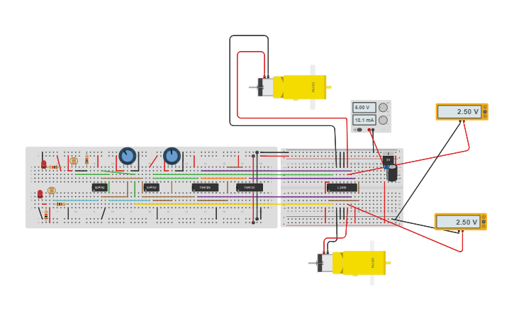 Circuit design Line following car - Tinkercad