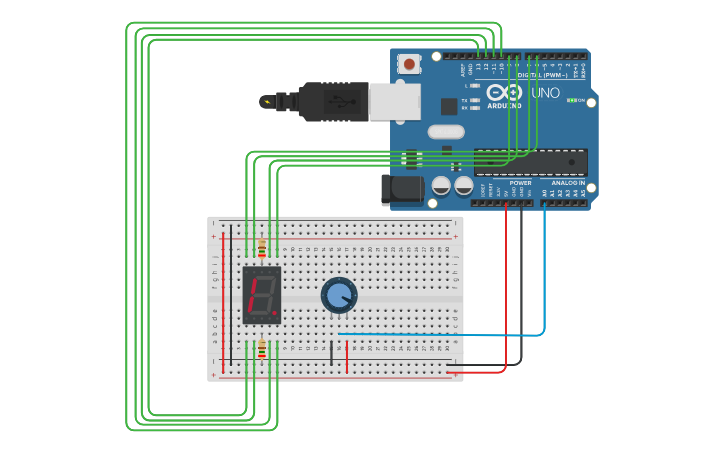 Circuit Design Stepped Potentiometer Value Display Tinkercad