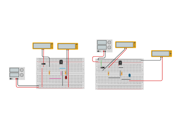 Circuit design Transistor NPN dan PNP - Tinkercad Circuit design Transistor NPN dan PNP - Tinkercad
