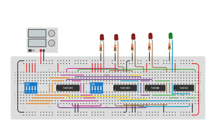Circuit design BCD ADDER - Tinkercad