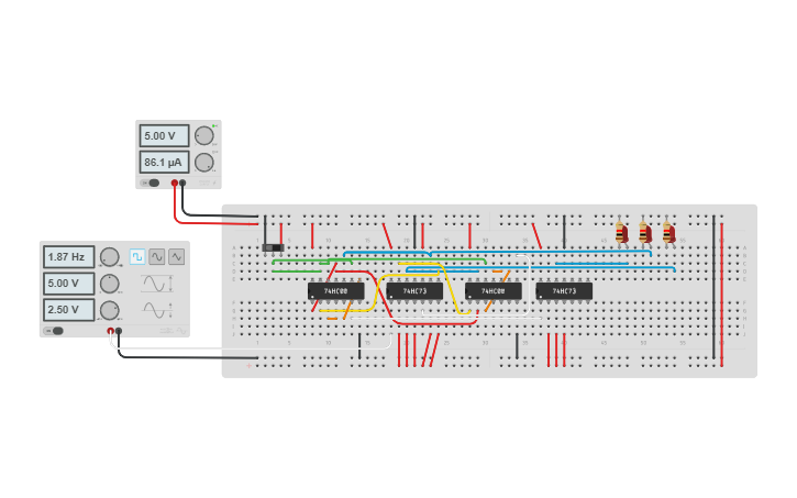Circuit Design 3 Bit Asynchronous Up Down Counter Tinkercad