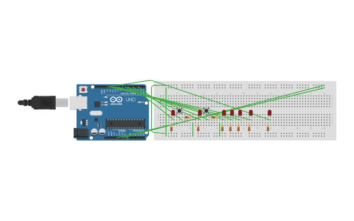Circuit design EXAM LEd et bouton - Tinkercad