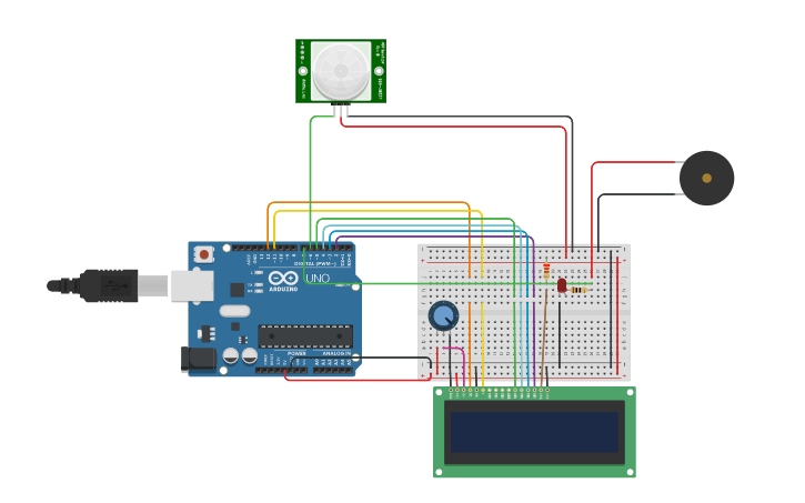 Circuit design Motion Alarm System - Tinkercad