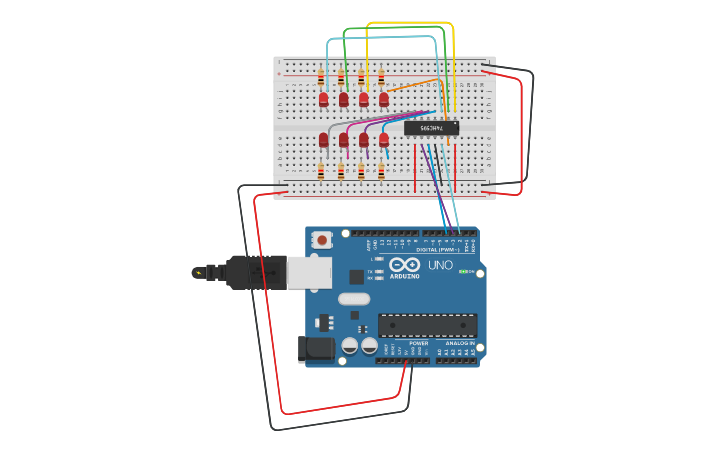 Circuit design ARDX Shift Register Arduino | Tinkercad