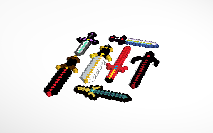 3d Design Minecraft Swords Tinkercad