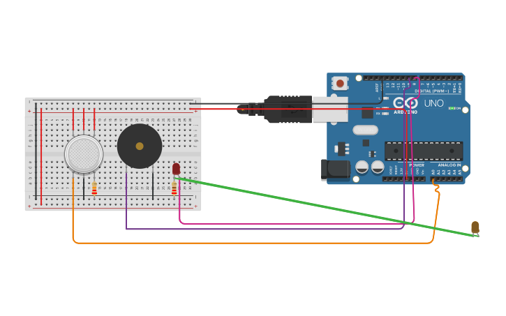 Circuit design gas sensor - Tinkercad