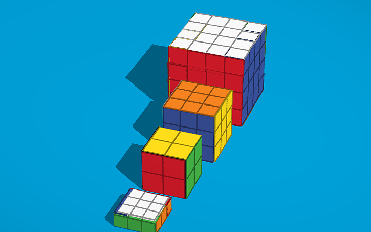 3D design rubix cube 1 to 4 - Tinkercad