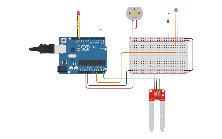 Circuit design Smart Plant Monitoring System - Tinkercad