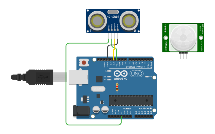 Circuit design Ultrasonic Sensor | Tinkercad