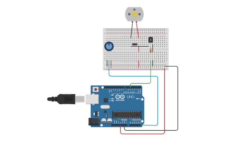 Circuit Design 10 Motor Dc Variando Velocidade Através Do Potenciômetro Tinkercad