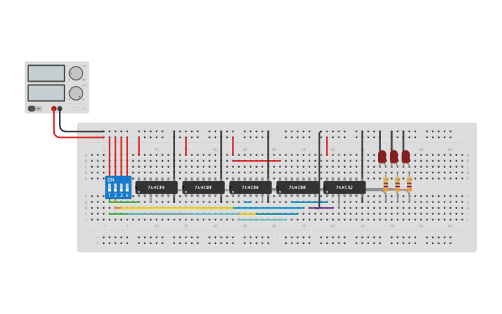 Circuit design 2 bit full adder v1.1 - Tinkercad