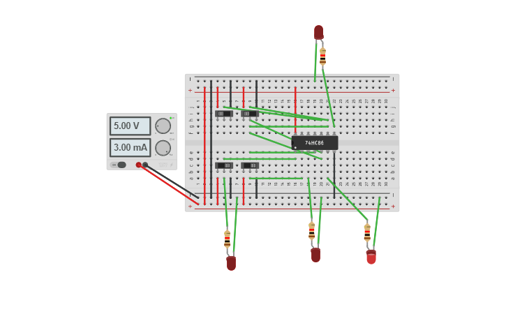 Circuit design Binary to grey code converter - Tinkercad