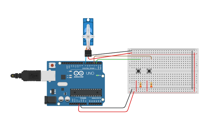 Circuit design servo motor - Tinkercad