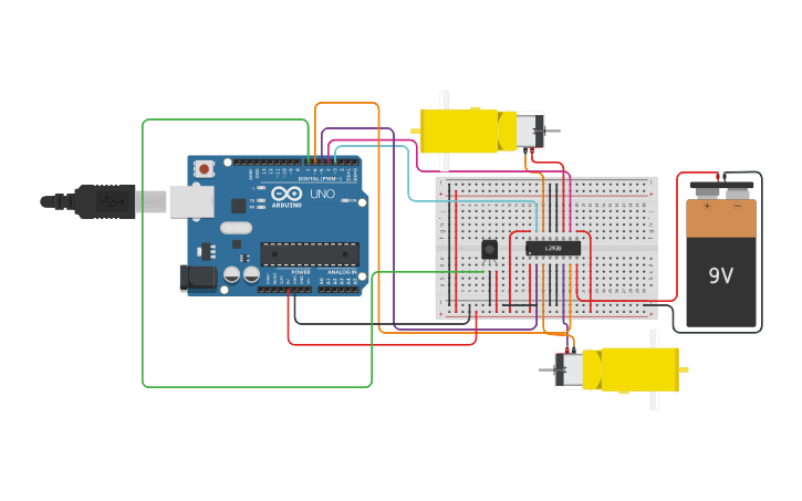 Circuit design Carro Bluetooth - Tinkercad