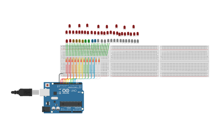 Circuit design 12 leds - Tinkercad