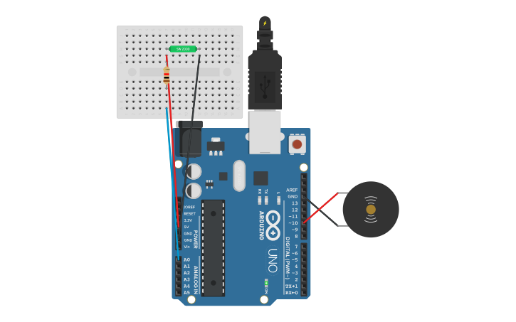Circuit Design Piezo Tinkercad