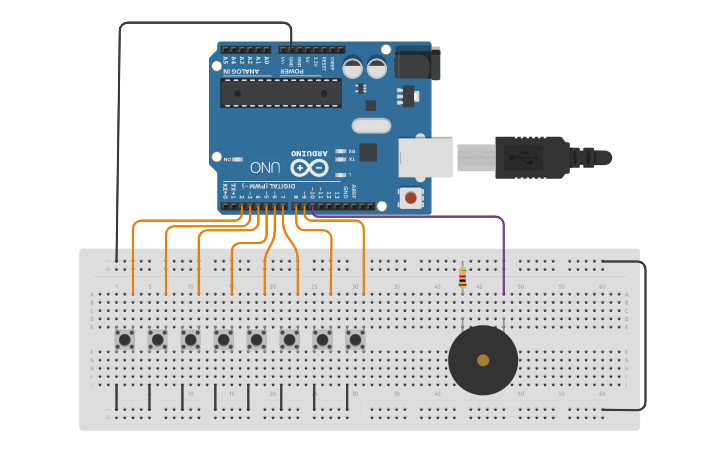 Circuit design Piano - Tinkercad
