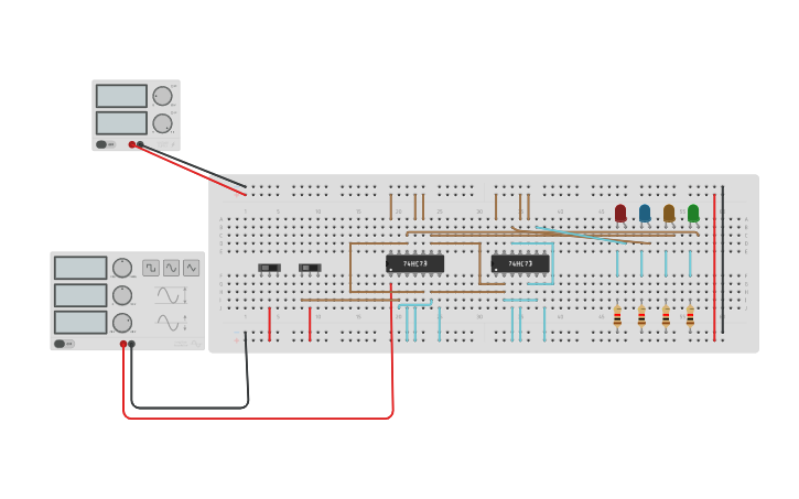 Circuit design Asynchronous UP Counter - Tinkercad