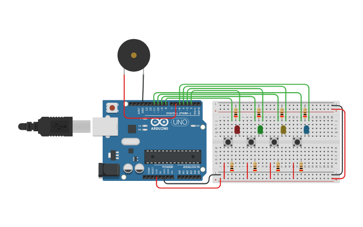 Circuit design Genius / Simon - Tinkercad