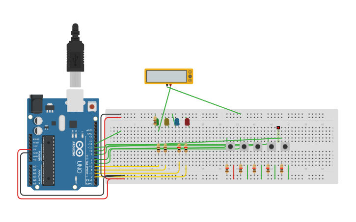 Circuit design led e botao - Tinkercad