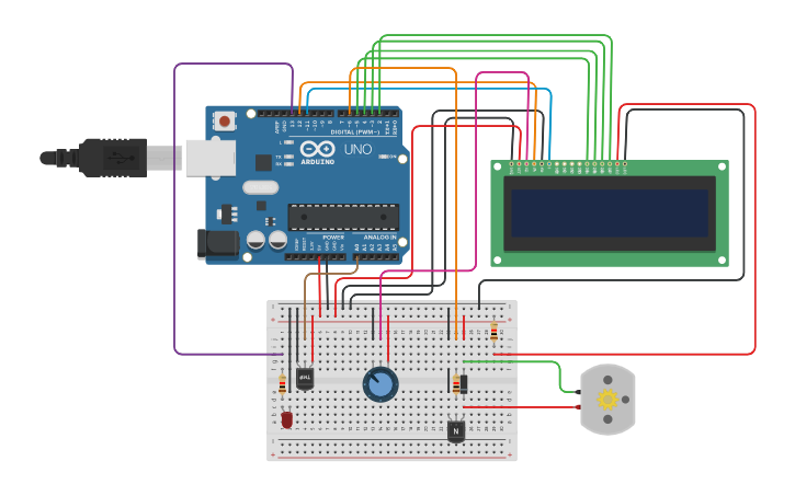 Circuit design Automatic room temperature control system | Tinkercad