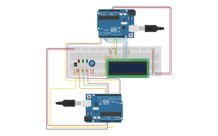 Circuit Design 2 Arduinos Tinkercad