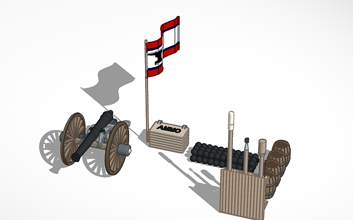 3D design 20 Pounder Cannon Accessories Pack - Tinkercad